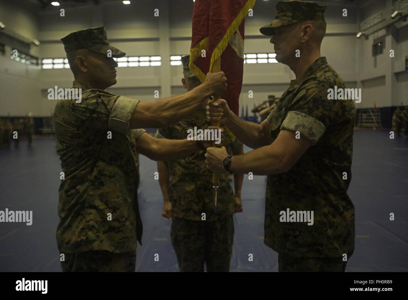 Lt. Col. John A Fallon (right), former commanding officer of Marine ...