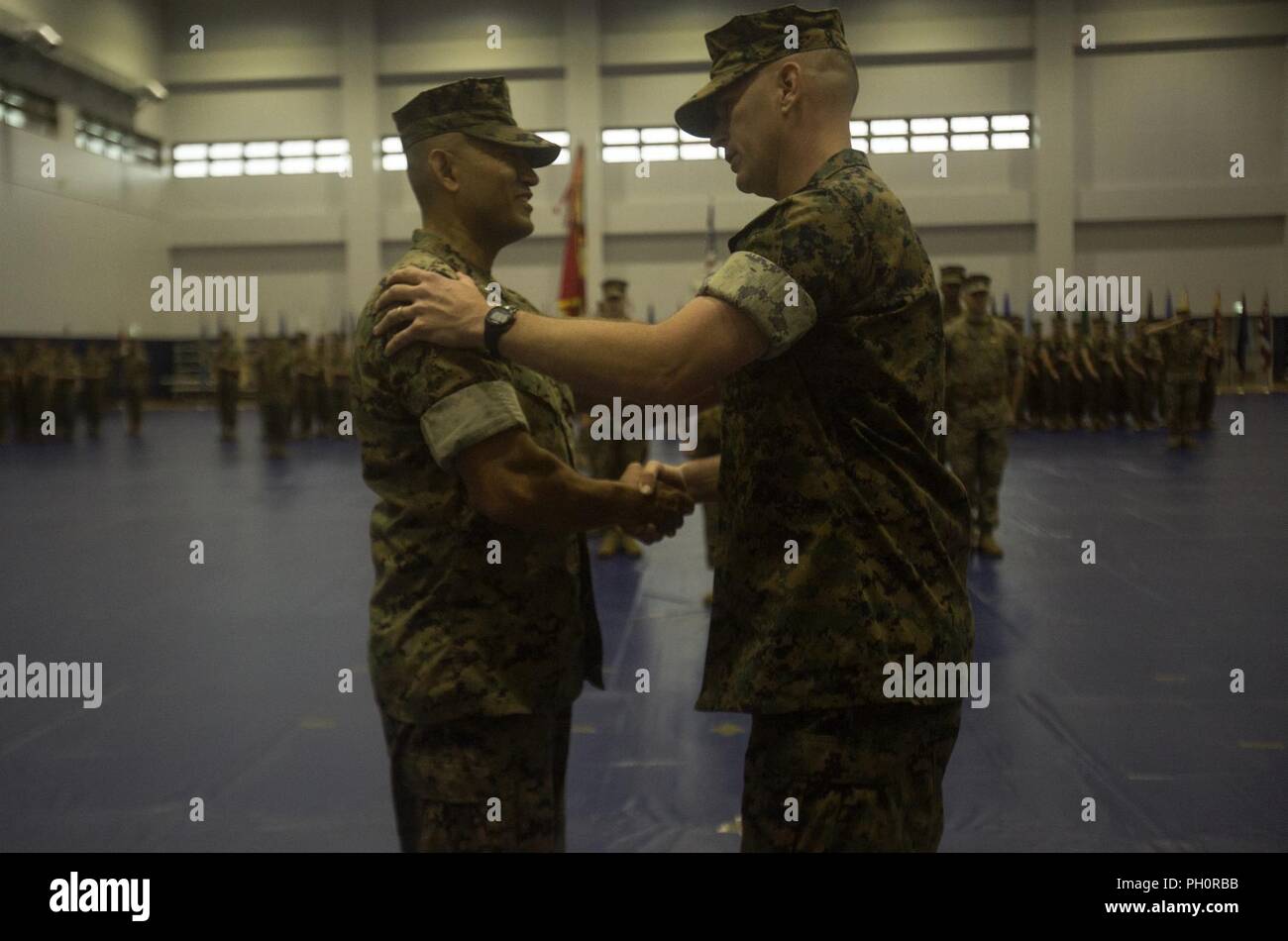 Lt. Col. John A Fallon (right), former commanding officer of Marine ...