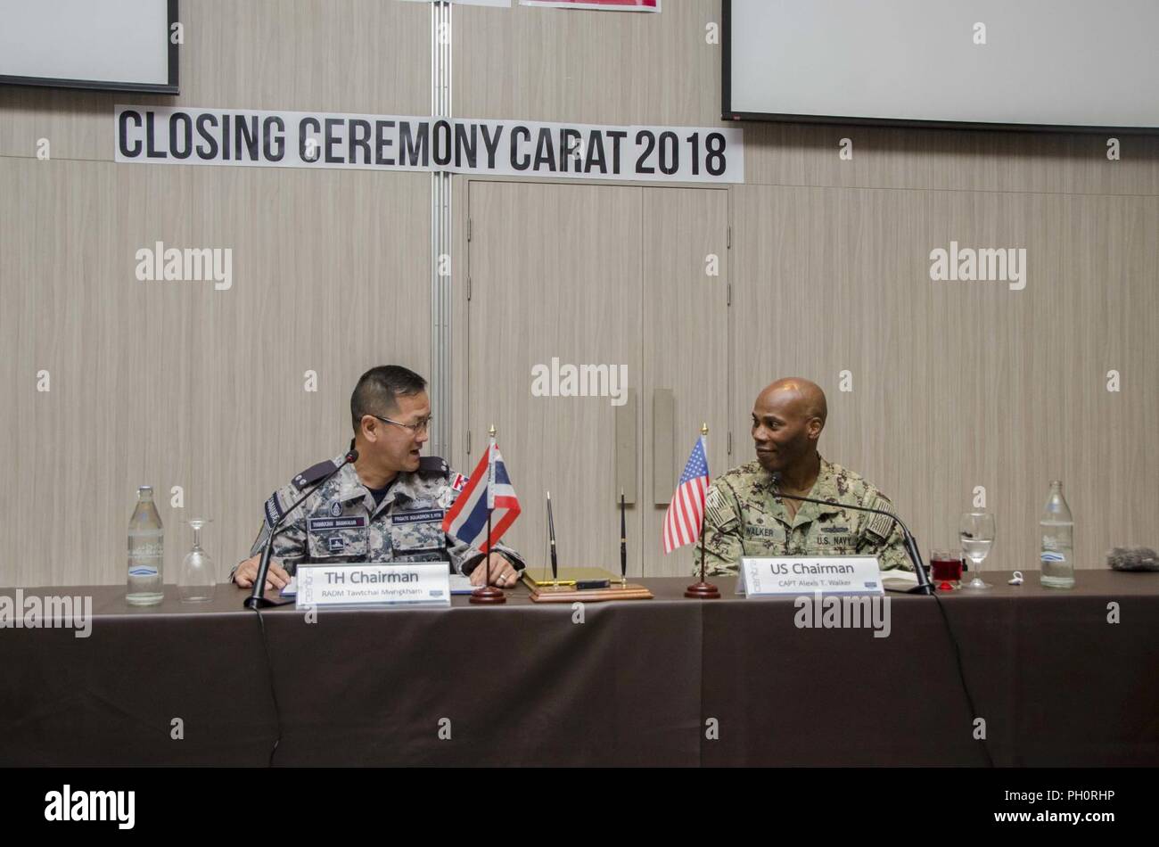 Thailand (June 21, 2018) - Rear Adm. Tawatachi (left), Commander ...