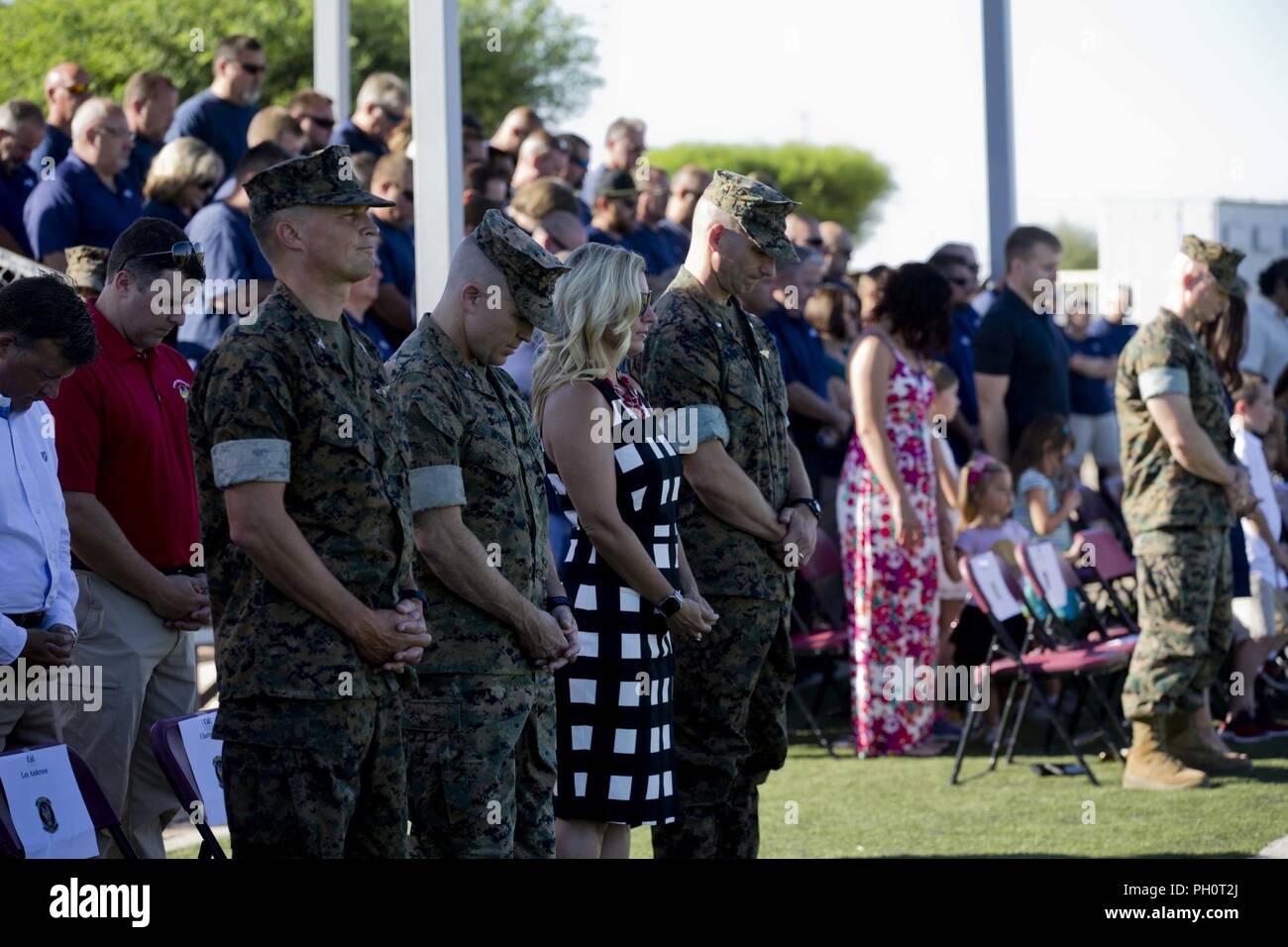 Marines with Marine Fighter Training Squadron (VMFT) 401 and guest bow ...