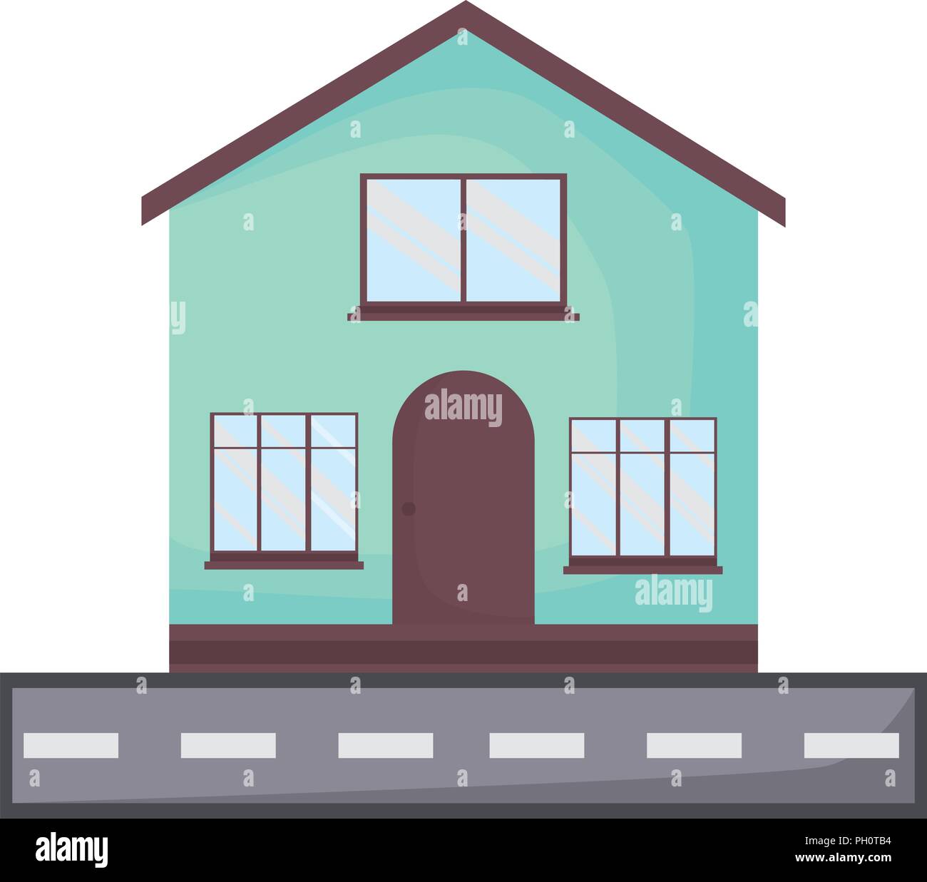 modern house and road over white background, vector illustration Stock ...