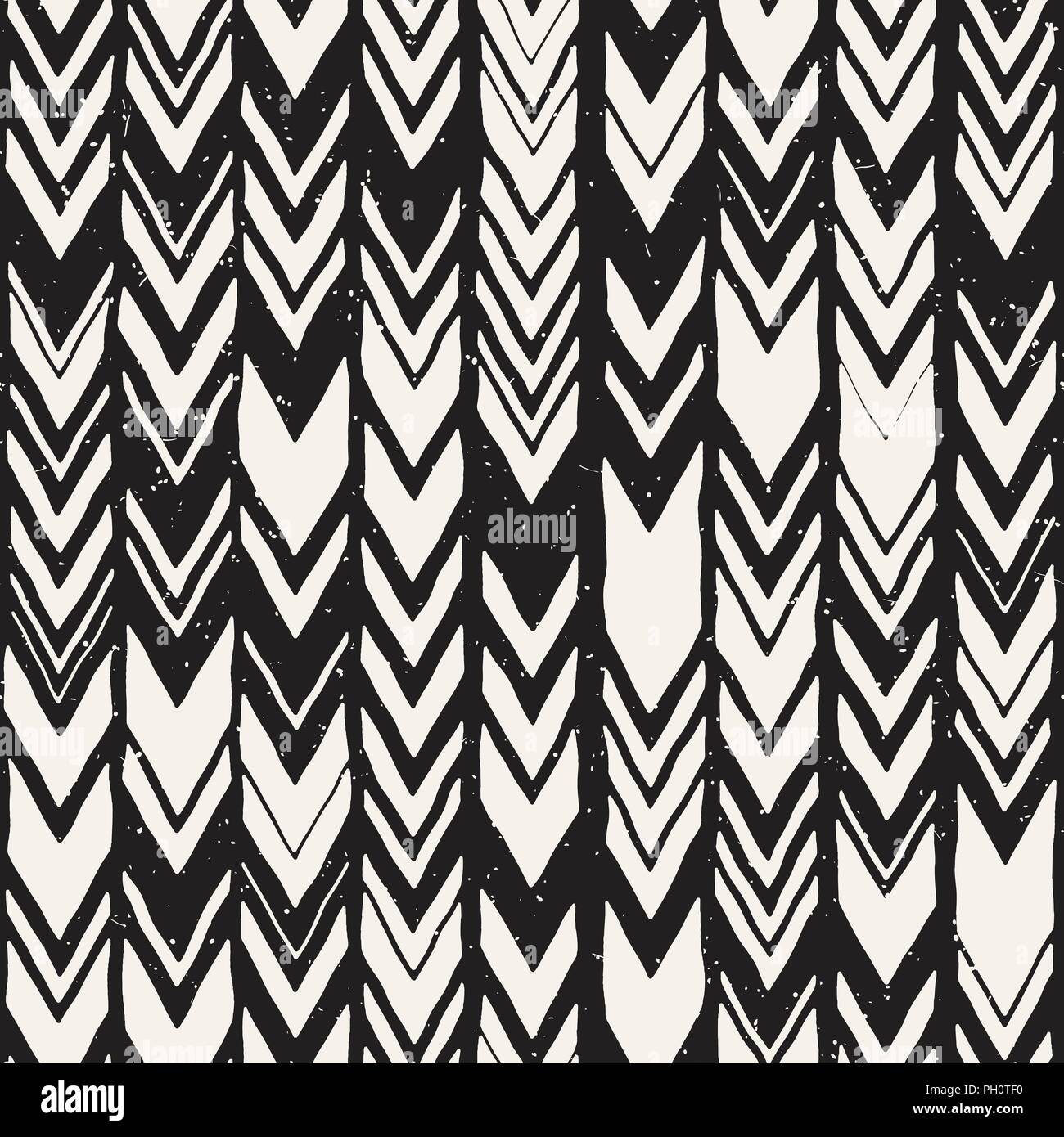 Seamless hand drawn style chevron pattern in black and white. Abstract ...