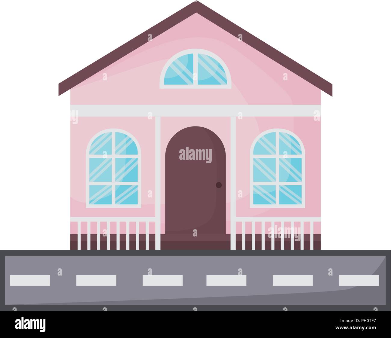 modern house and road over white background, vector illustration Stock ...