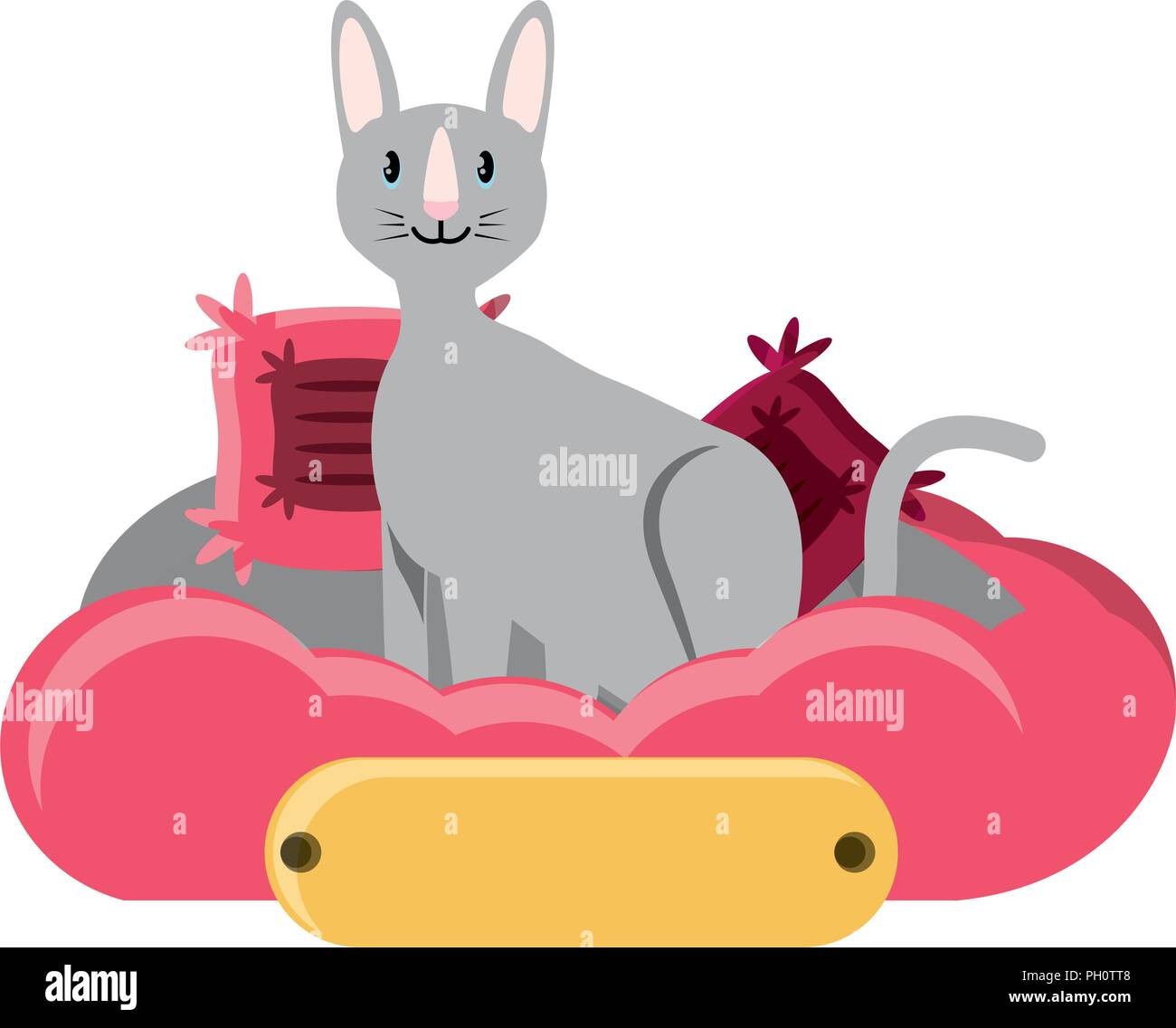cute cat in bed over white background, vector illustration Stock Vector ...