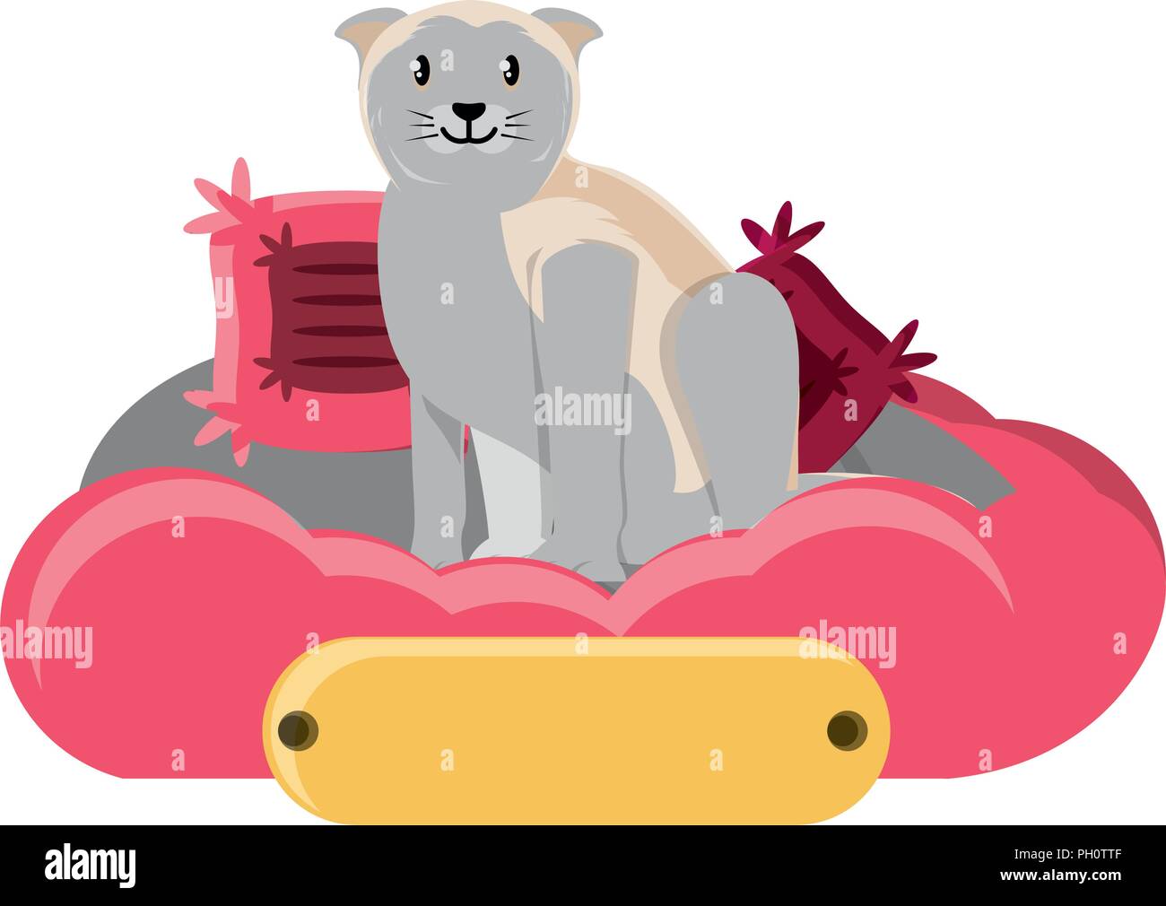 cute cat in bed over white background, vector illustration Stock Vector ...