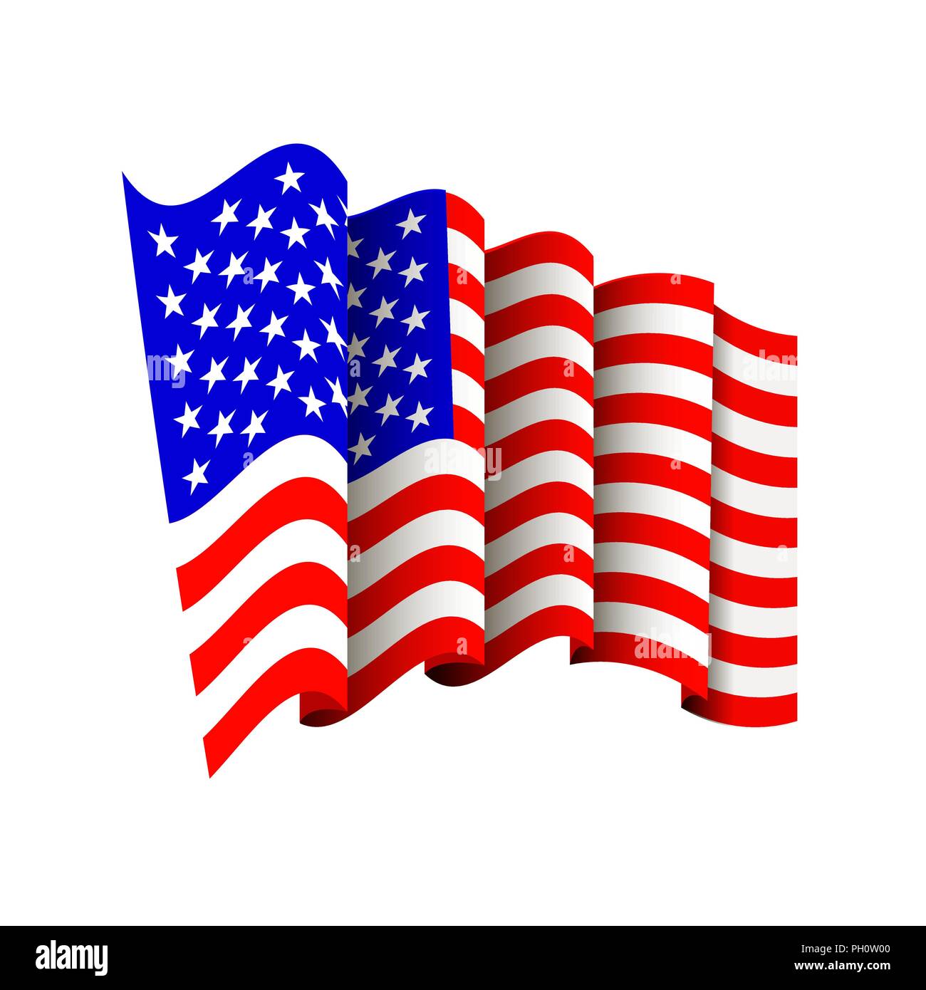 American Flag Icon Isolated. Waving Icon of United States of America ...
