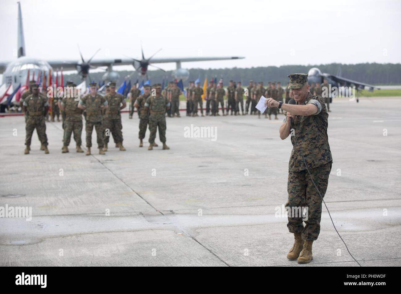 U.S. Marine Corps Maj. Gen. Matthew G. Glavy speaks to the audience ...