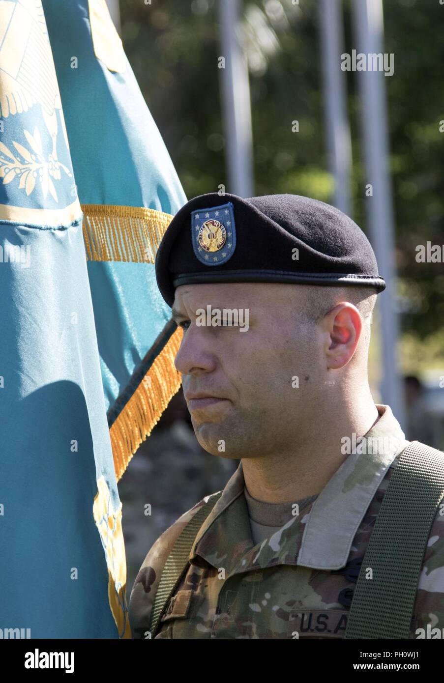 Staff Sgt. Daniel Barsi, with the Leader Training Brigade, holds the ...