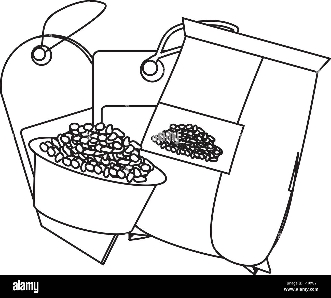 pet food bag and bowl over white background, vector illustration Stock ...