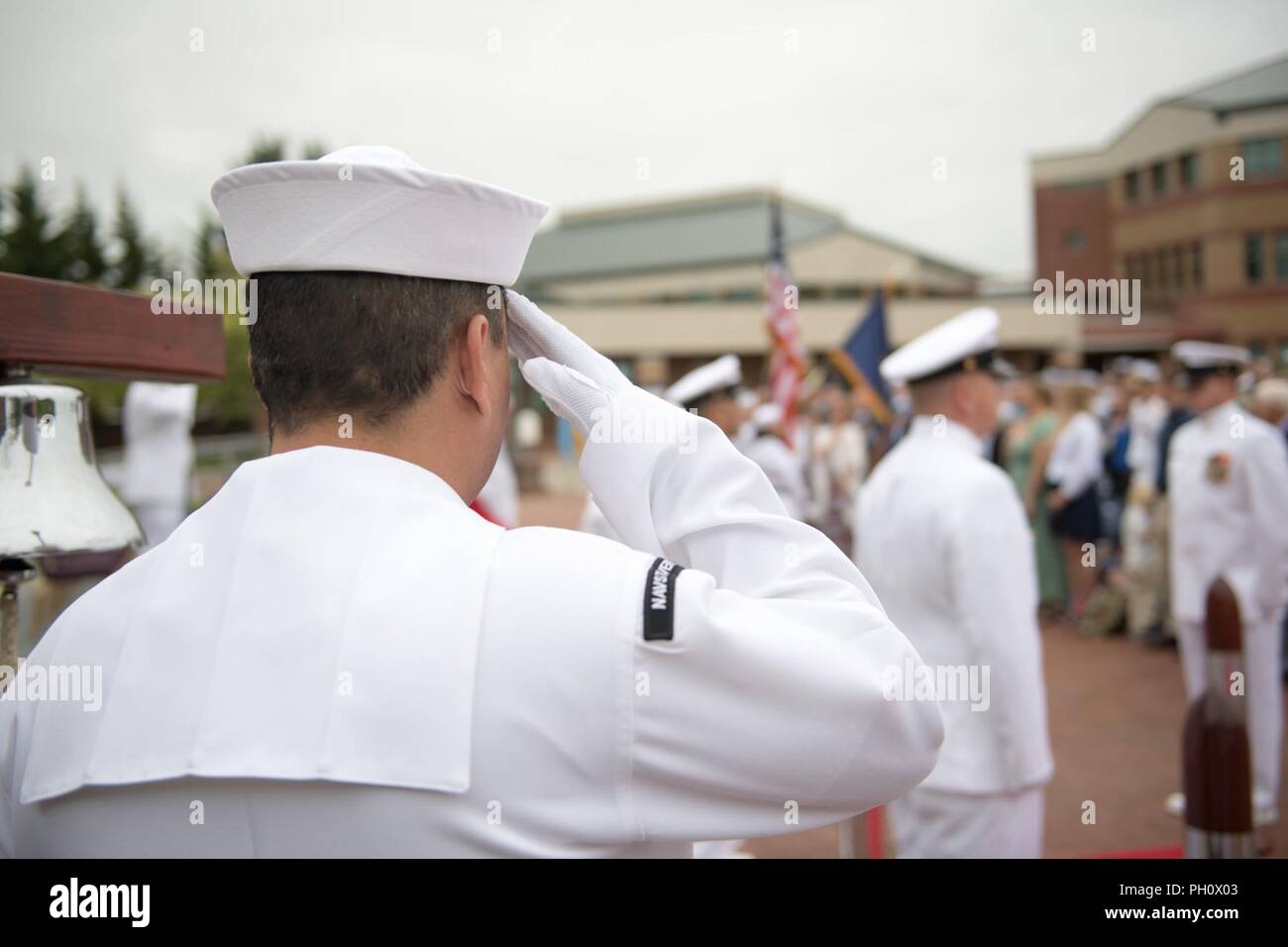Everett, Wash. (June 22, 2018) A Sailor salutes during the National ...
