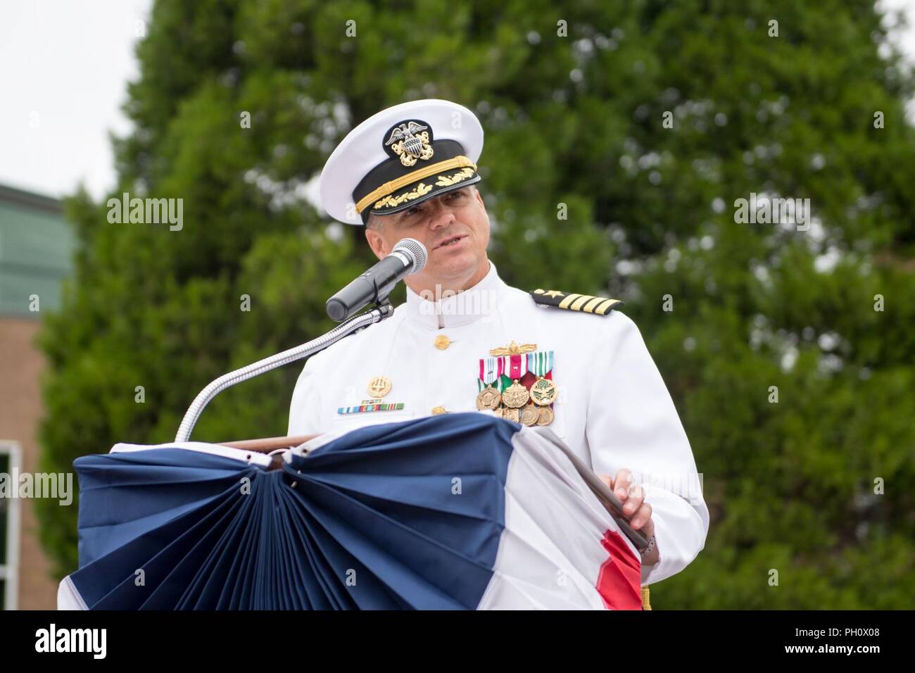 Everett, Wash. (June 22, 2018) Capt. Mike Davis gives a speech after ...
