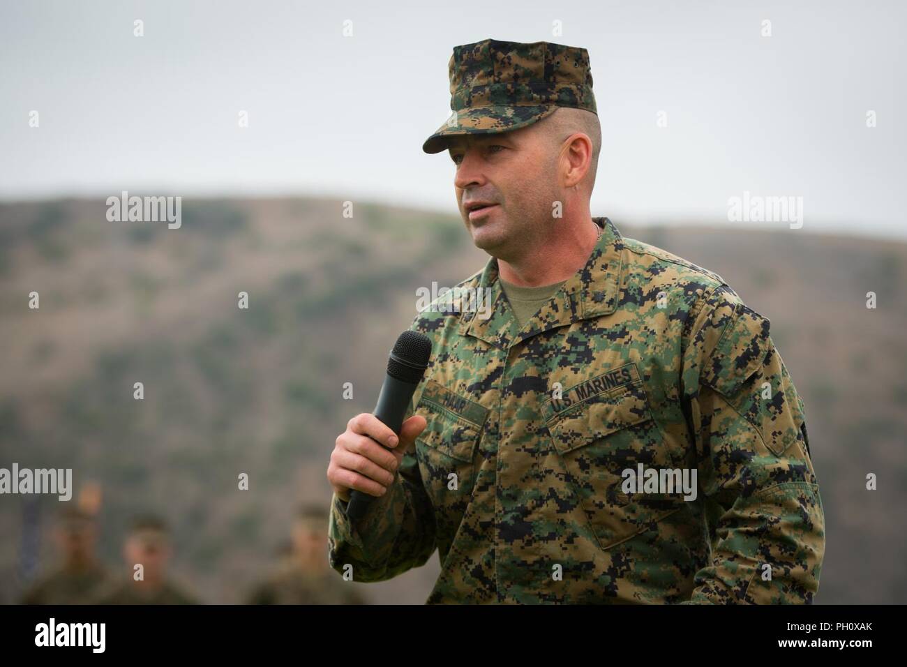 U.S. Marine Corps Lt. Col. Christopher M. Haar, offgoing commanding ...
