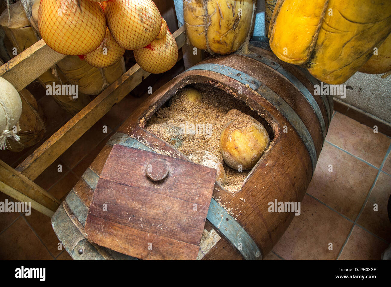 cheese ripening in barrel Stock Photo - Alamy