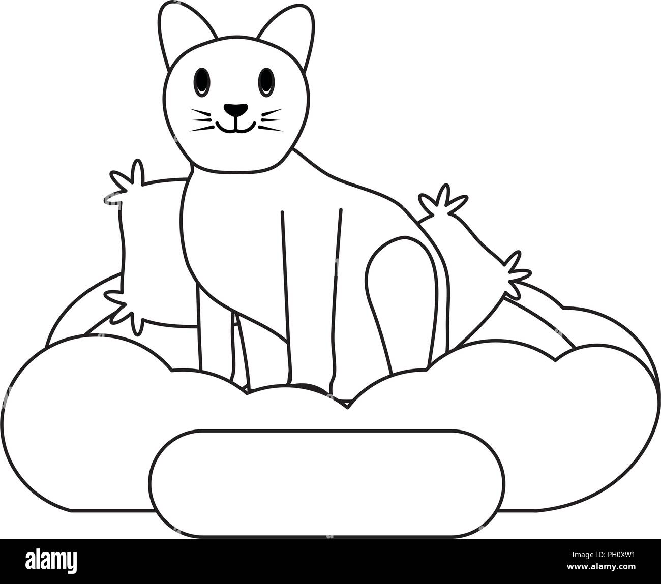 cute cat in bed over white background, vector illustration Stock Vector ...