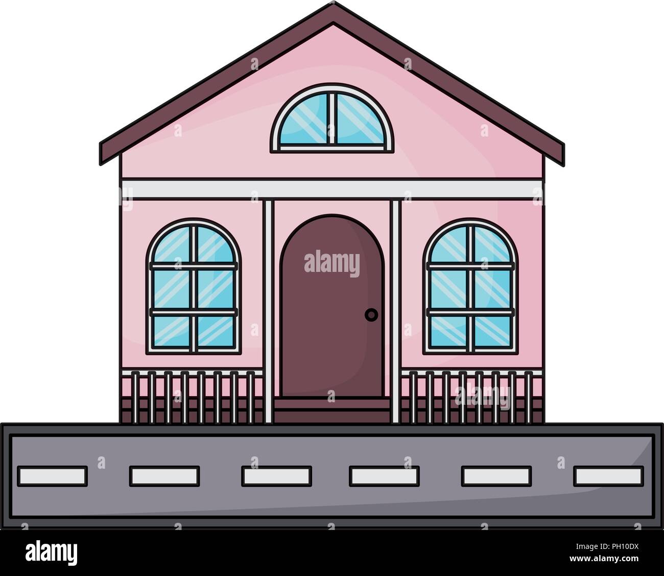 modern house and road over white background, vector illustration Stock ...