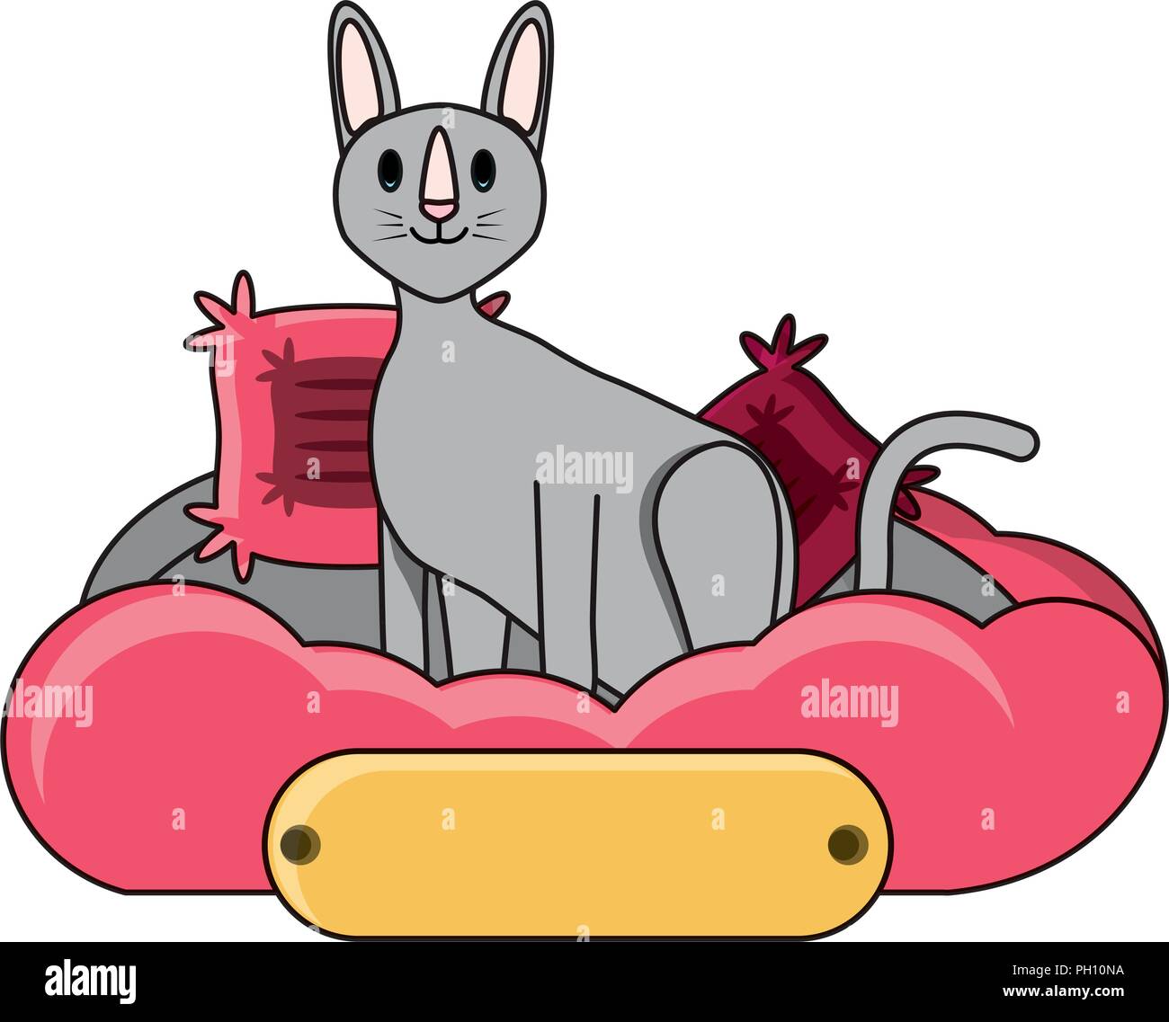 cute cat in bed over white background, vector illustration Stock Vector ...