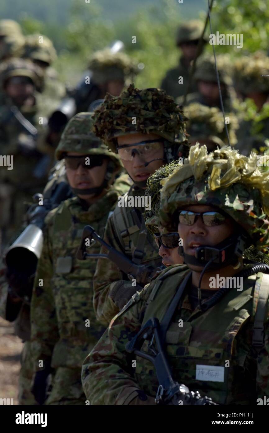 A group of 1st Airborne Brigade Japanese Ground Self-Defense Force ...