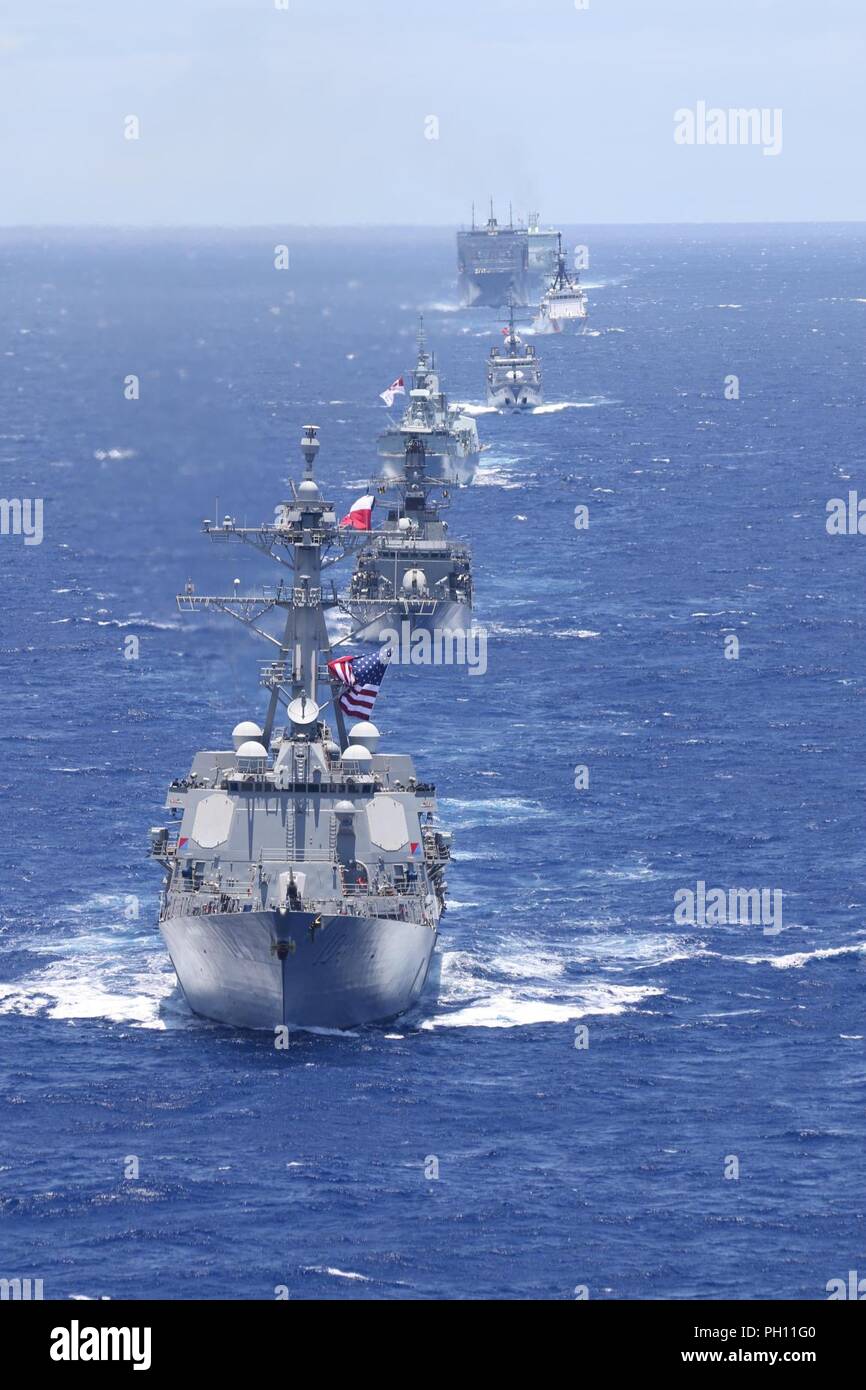 PACIFIC OCEAN (June 24, 2018) The guided-missile destroyer USS Sterett ...