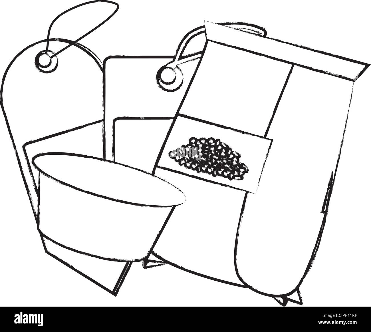 pet food bag and bowl over white background, vector illustration Stock ...