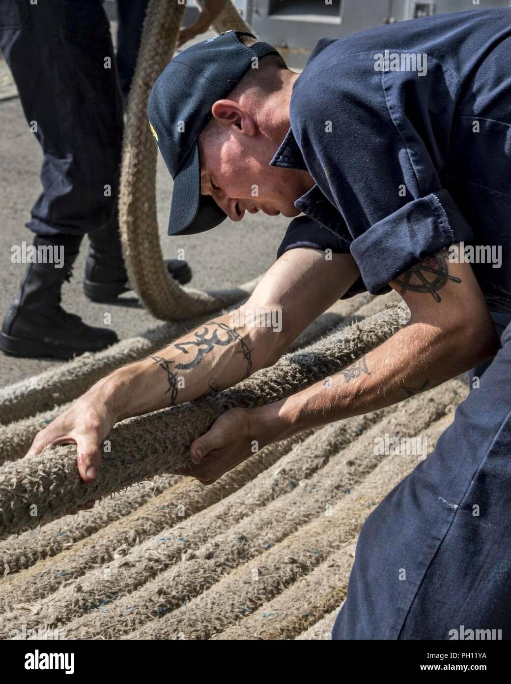 NORFOLK, Va. (April 23, 2018) Seaman Anthony Cline, from Hicksville ...