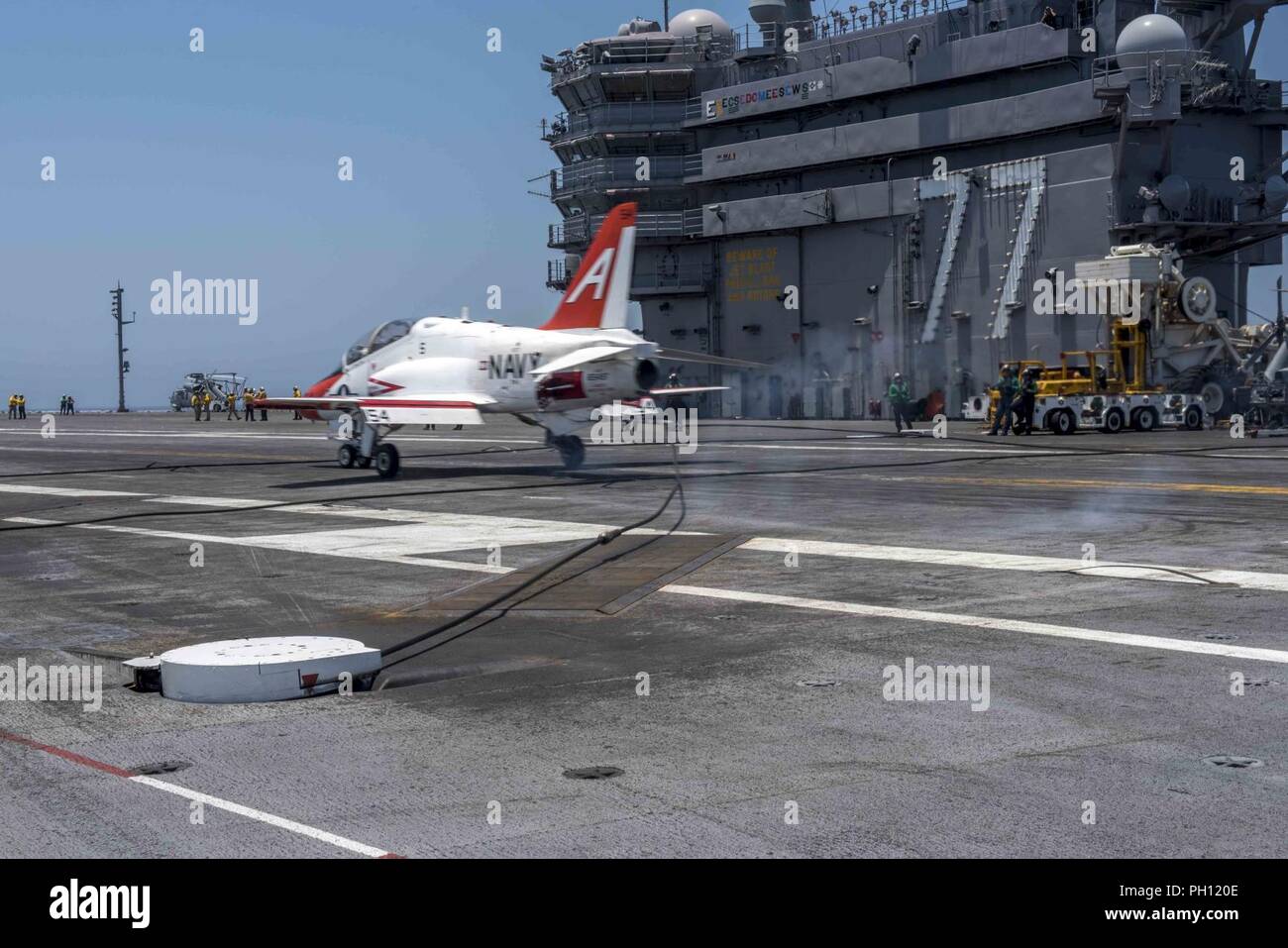 ATLANTIC OCEAN (June 24, 2018) A T-45 Goshawk lands aboard the aircraft ...