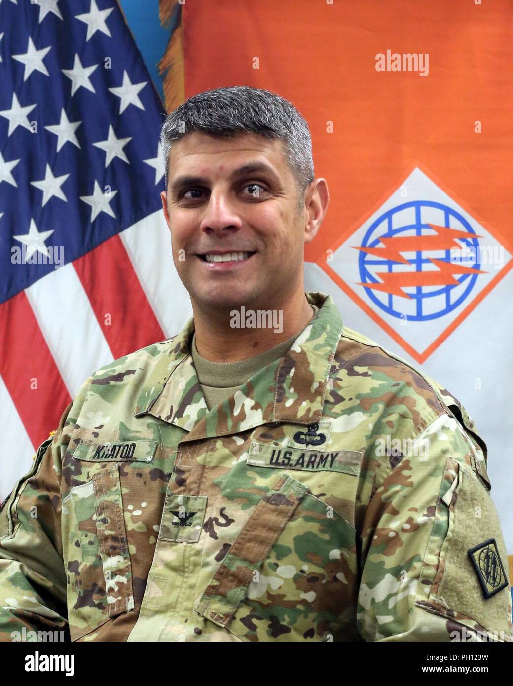 U.S. Army Col. Neil Khatod, commander of the 2d Theater Signal Brigade ...