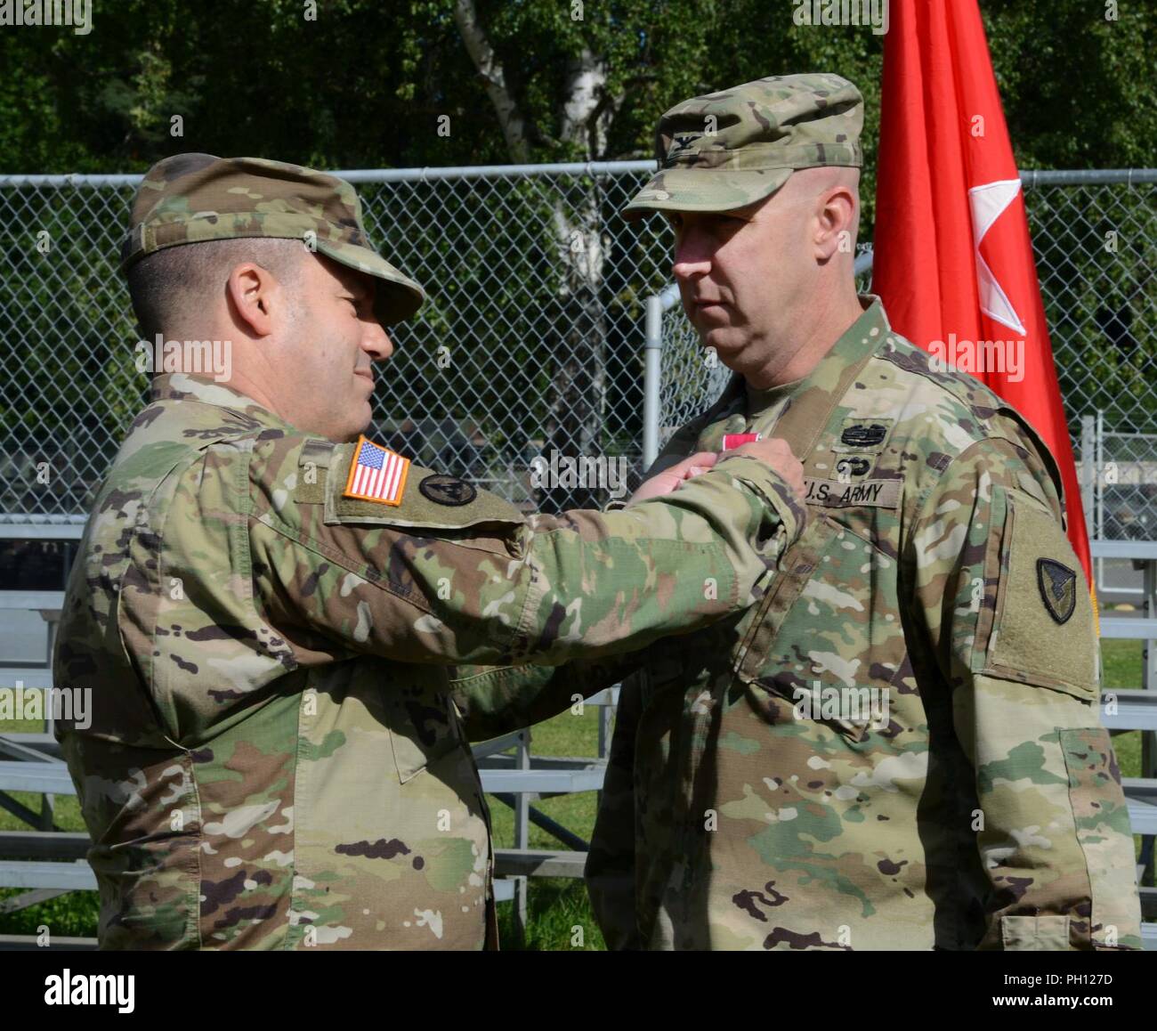 Maj. Gen. Steven A. Shapiro, commanding general, 21st Theater Sustainment Command, presents the ...