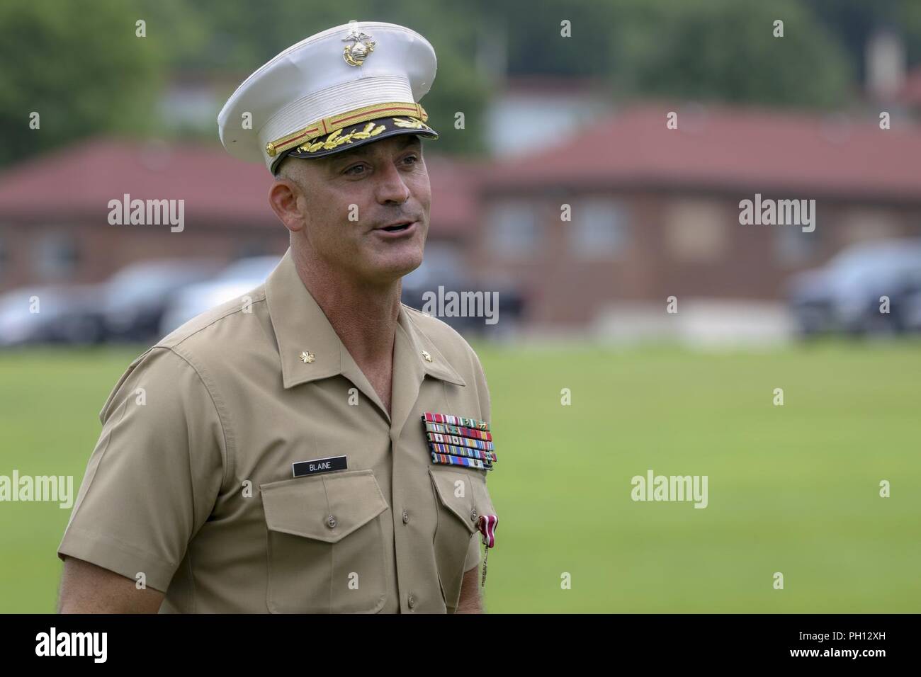 Maj. Brian Blaine, a Cleveland, Miss. native, thanks the Marines he ...