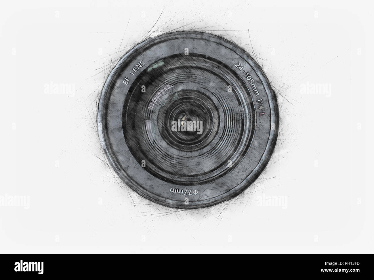 Camera lens hand drawn illustration Stock Photo - Alamy