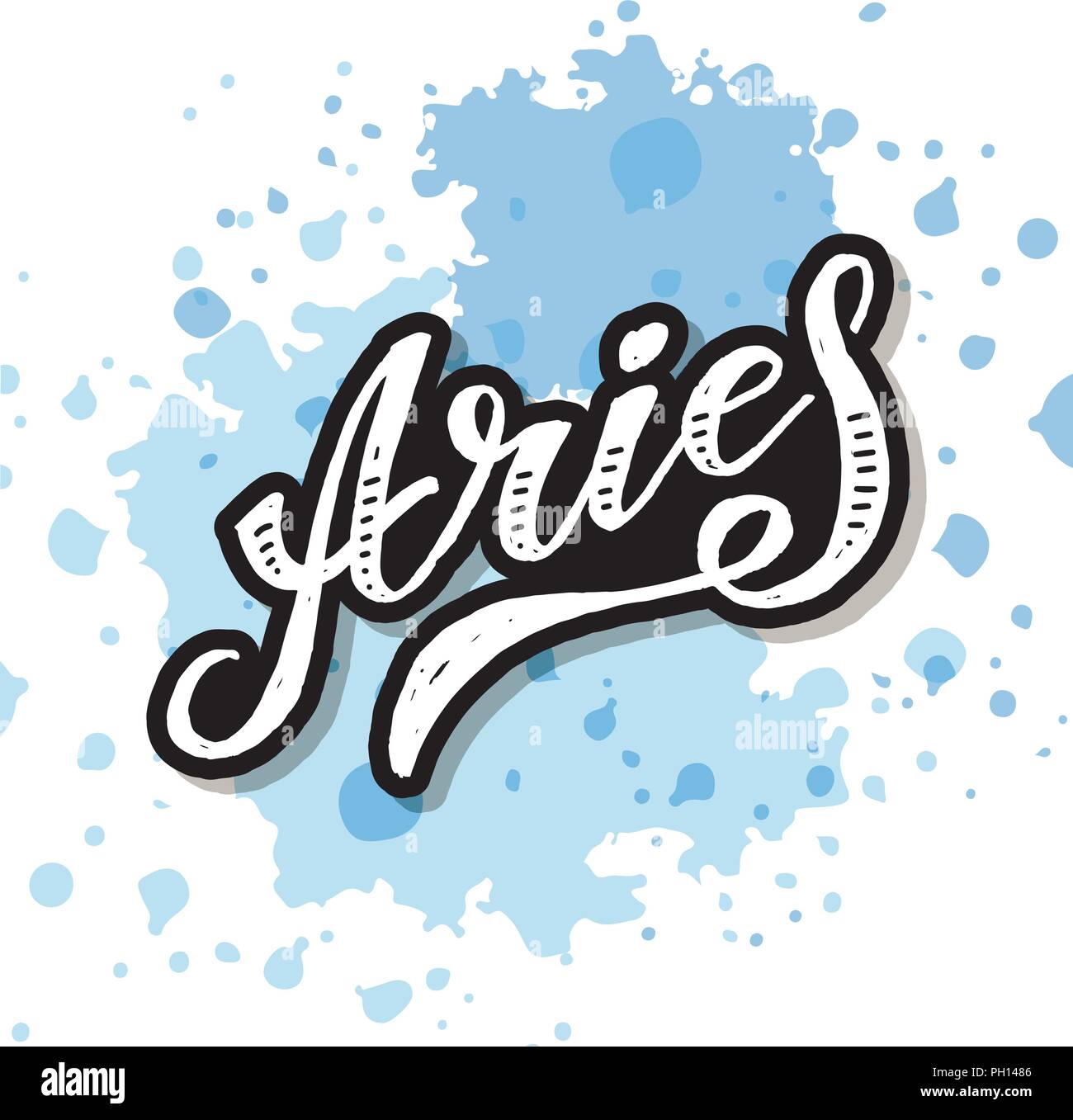 Aries lettering Calligraphy Brush Text horoscope Zodiac sign ...