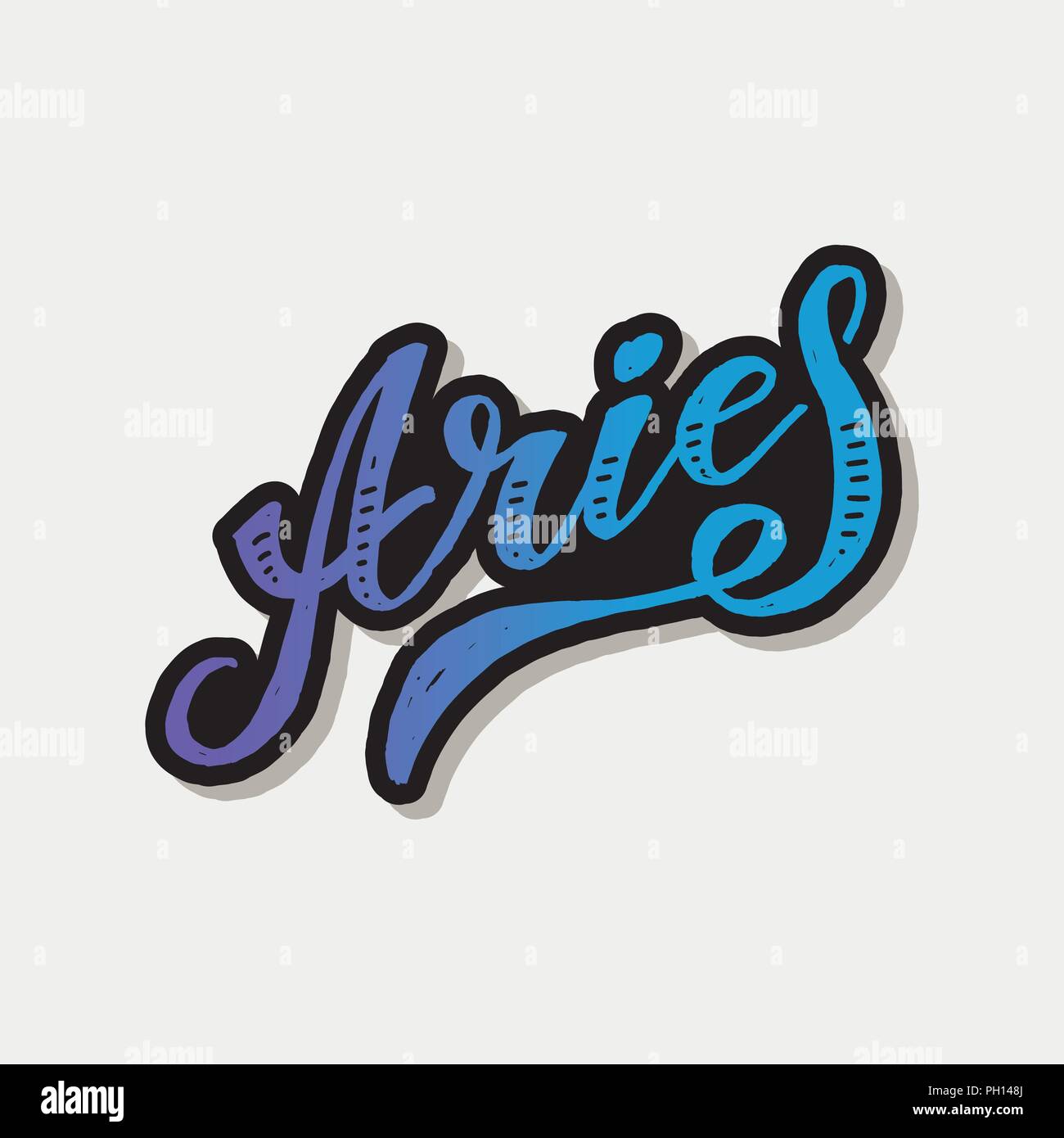 Aries lettering Calligraphy Brush Text horoscope Zodiac sign ...