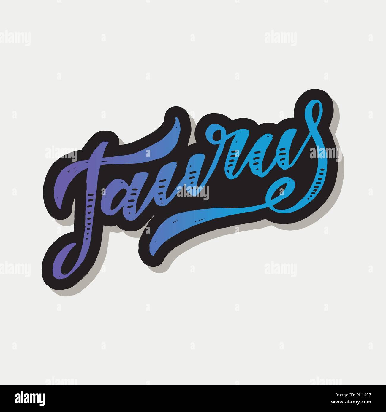 Taurus lettering Calligraphy Brush Text horoscope Zodiac sign ...