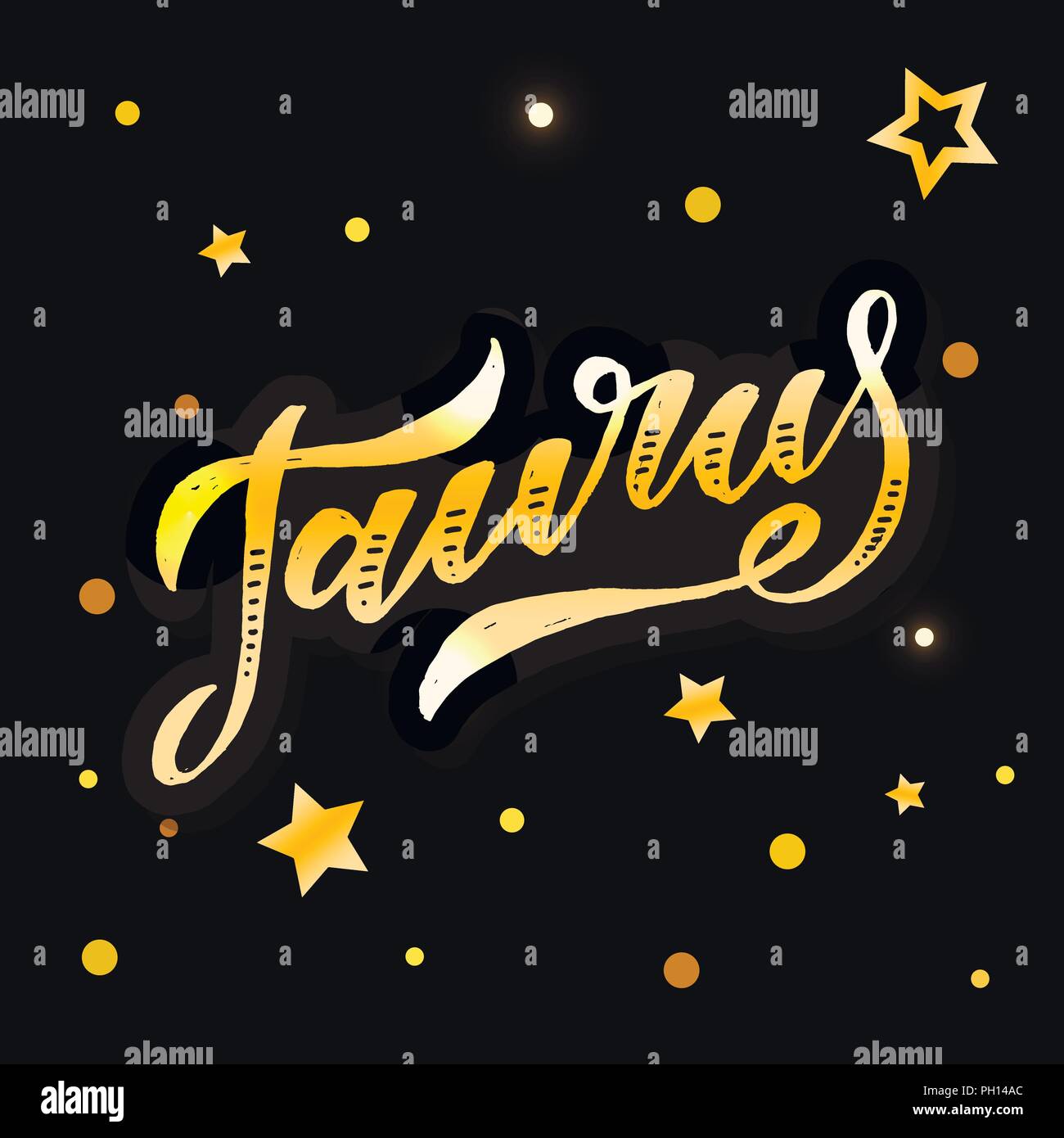 Taurus lettering Calligraphy Brush Text horoscope Zodiac sign ...