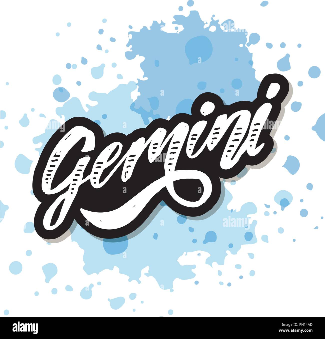 Gemini lettering Calligraphy Brush Text horoscope Zodiac sign ...