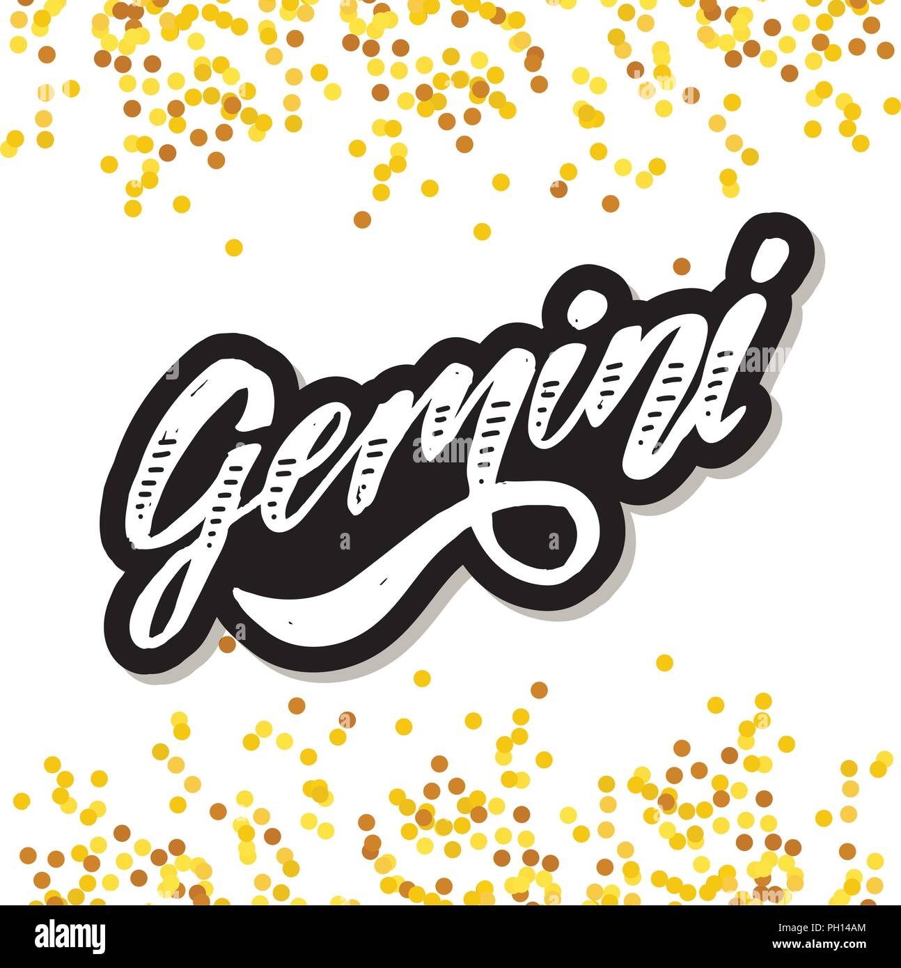 Gemini lettering Calligraphy Brush Text horoscope Zodiac sign ...