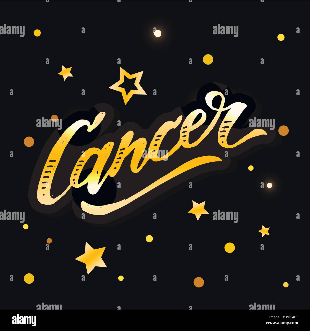 Cancer lettering Calligraphy Brush Text horoscope Zodiac sign ...