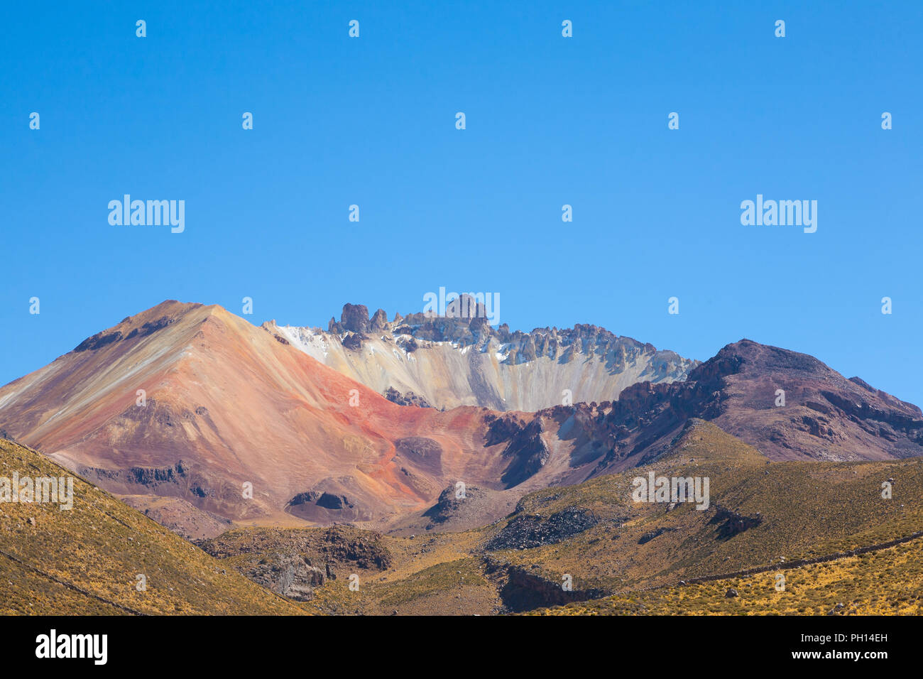 Tunupa volcano from Chatahuana viewpoint. Salar de Uyuni, Bolivia ...