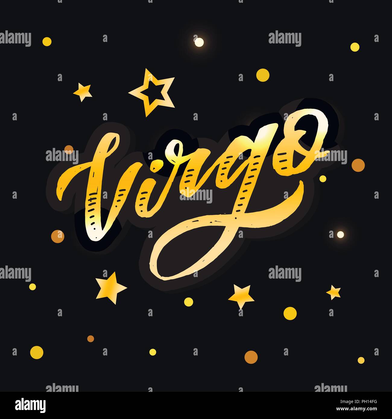 Virgo lettering Calligraphy Brush Text horoscope Zodiac sign ...