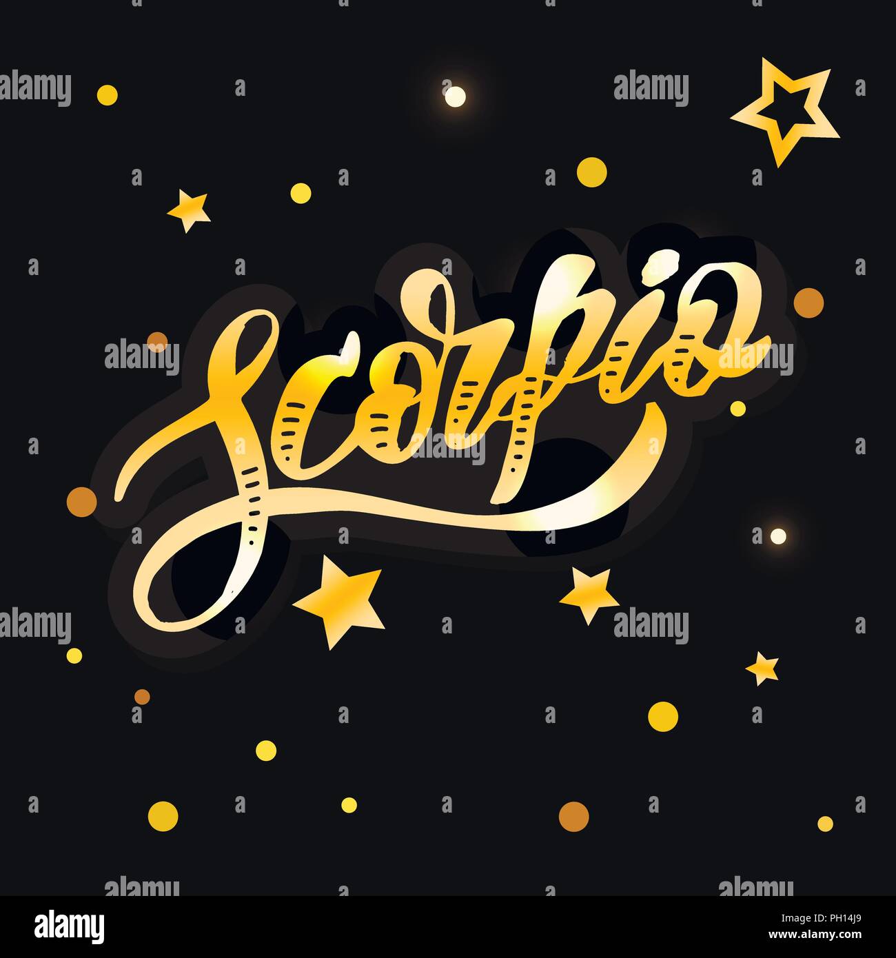 Scorpio lettering Calligraphy Brush Text horoscope Zodiac sign ...