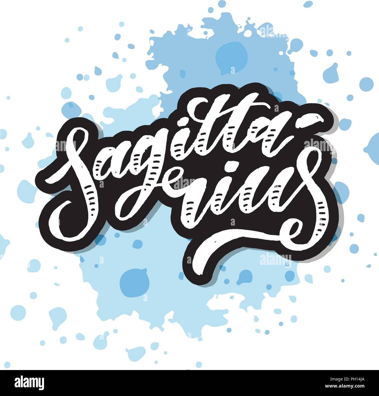 Sagittarius lettering Calligraphy Brush Text horoscope Zodiac sign ...