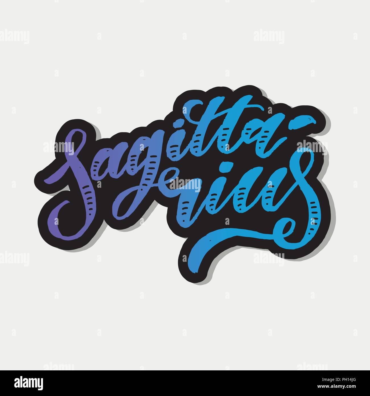 Sagittarius lettering Calligraphy Brush Text horoscope Zodiac sign ...
