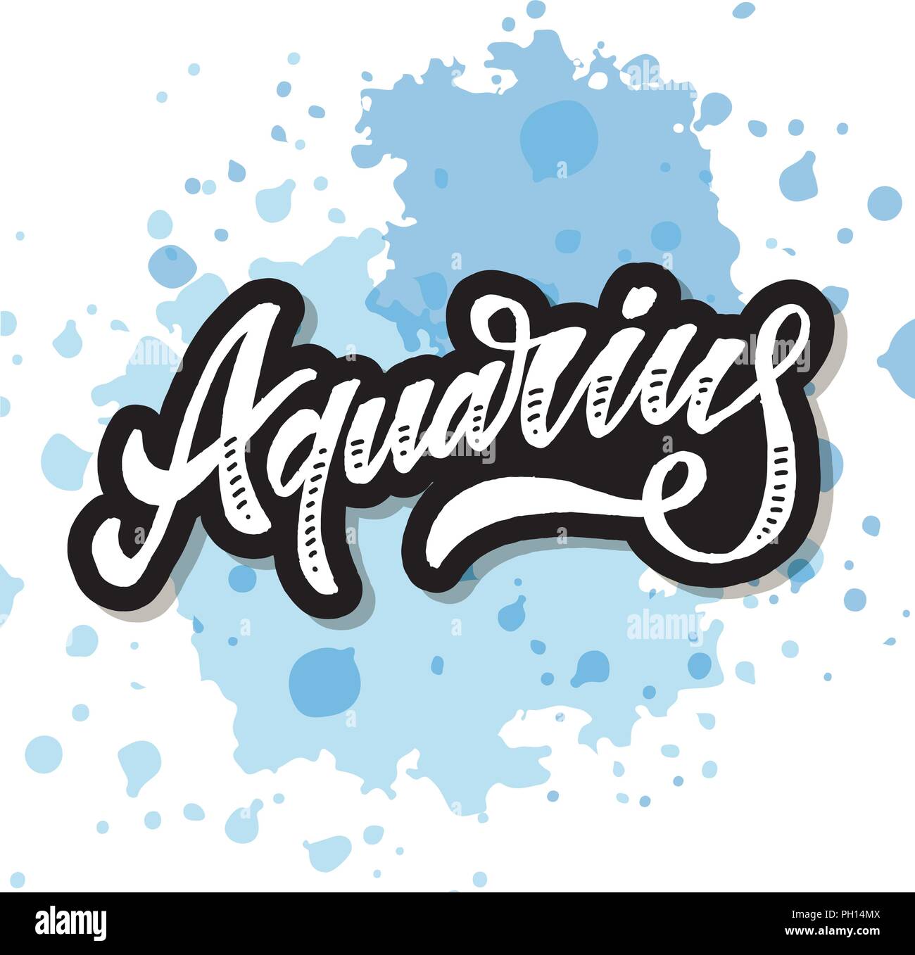 Aquarius lettering Calligraphy Brush Text horoscope Zodiac sign ...