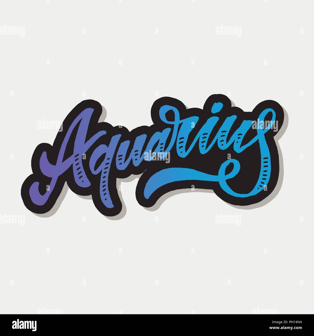 Aquarius lettering Calligraphy Brush Text horoscope Zodiac sign ...