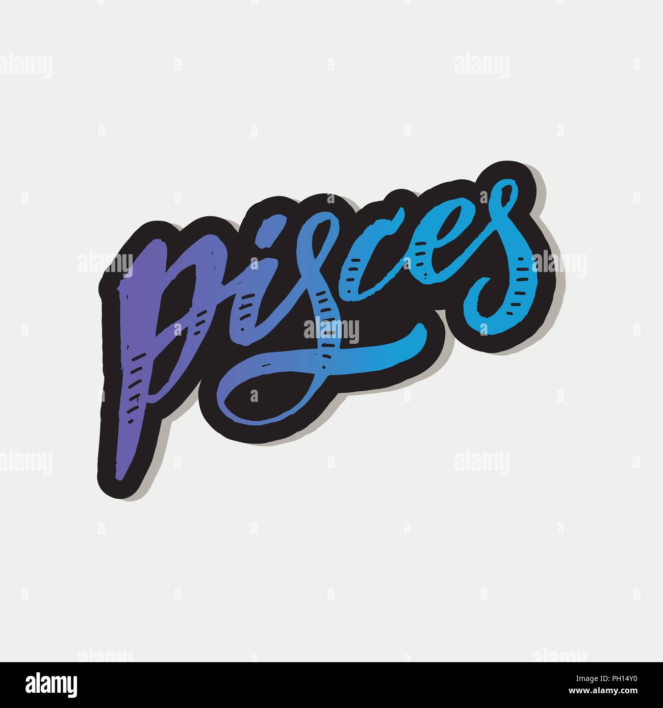 Pisces lettering Calligraphy Brush Text horoscope Zodiac sign ...