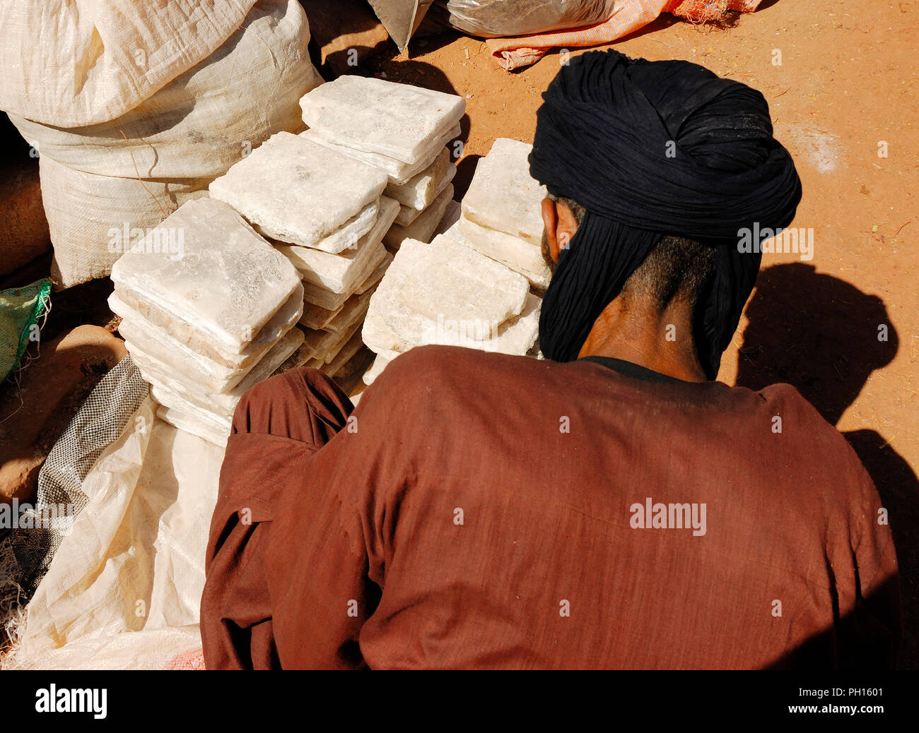 Taoudenni salt carried by caravans through the Sahara desert, at the ...
