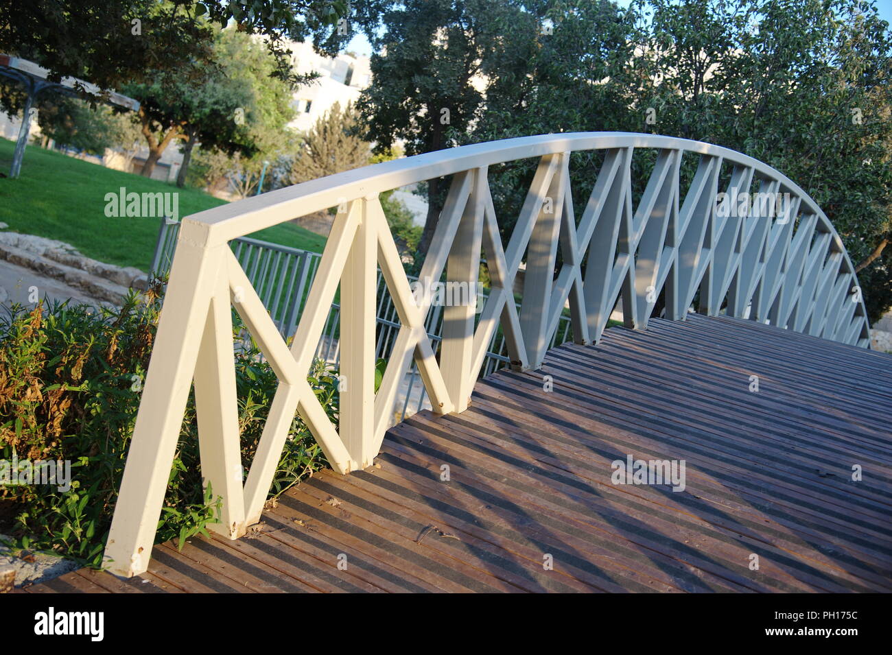 small bridge foe people in garden, Modiin Stock Photo - Alamy