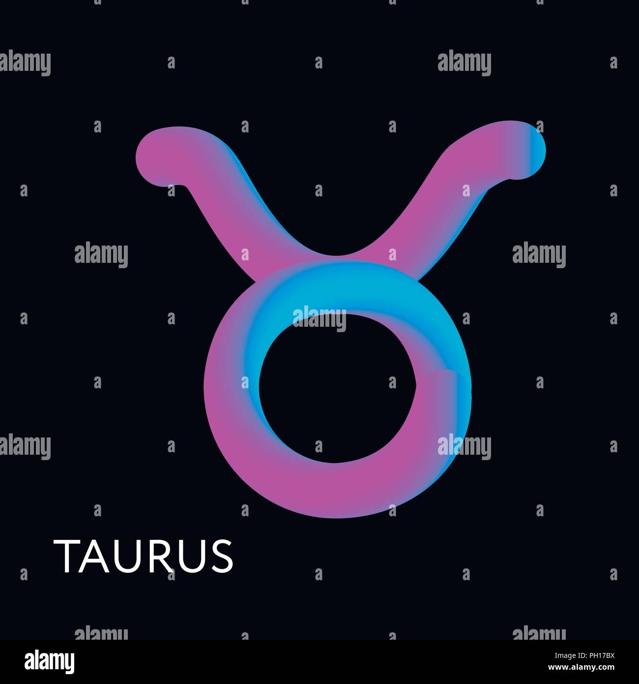 Taurus Text horoscope Zodiac sign 3D shape Gradient illustration Stock ...
