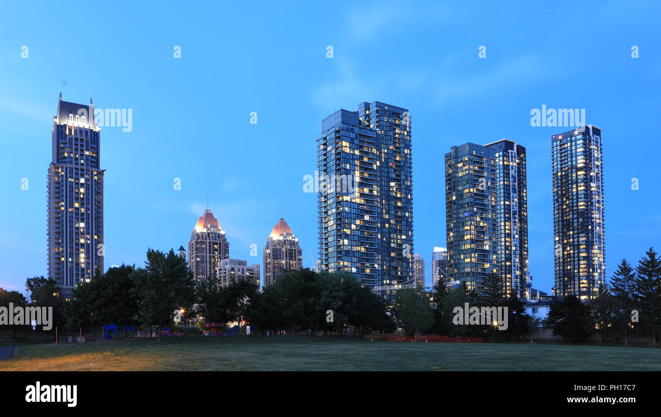 A Night view of Mississauga, Ontario city center Stock Photo - Alamy