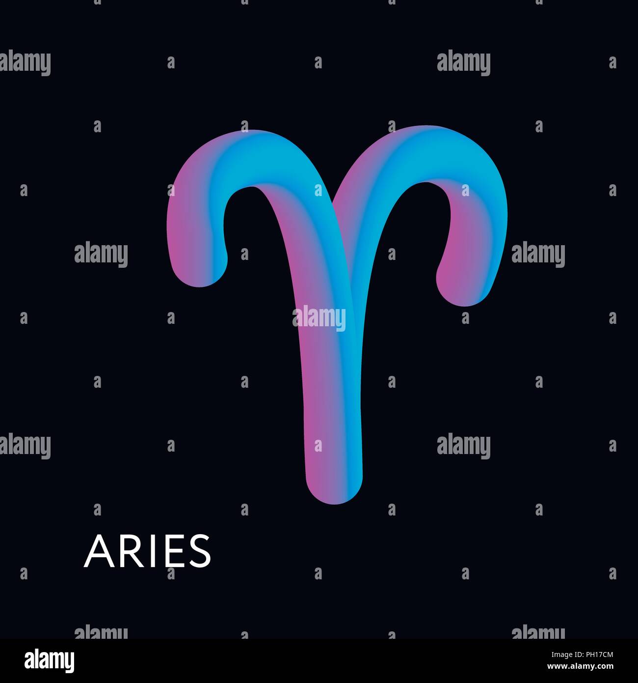 Aries Text horoscope Zodiac sign 3D shape Gradient illustration Stock ...