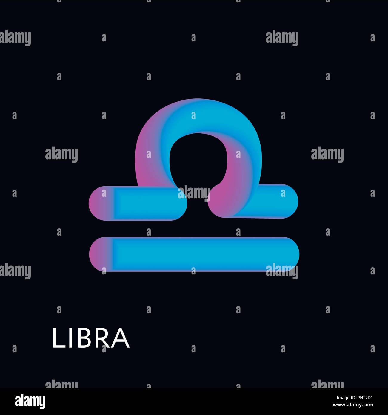 Libra Text horoscope Zodiac sign 3D shape Gradient illustration Stock ...